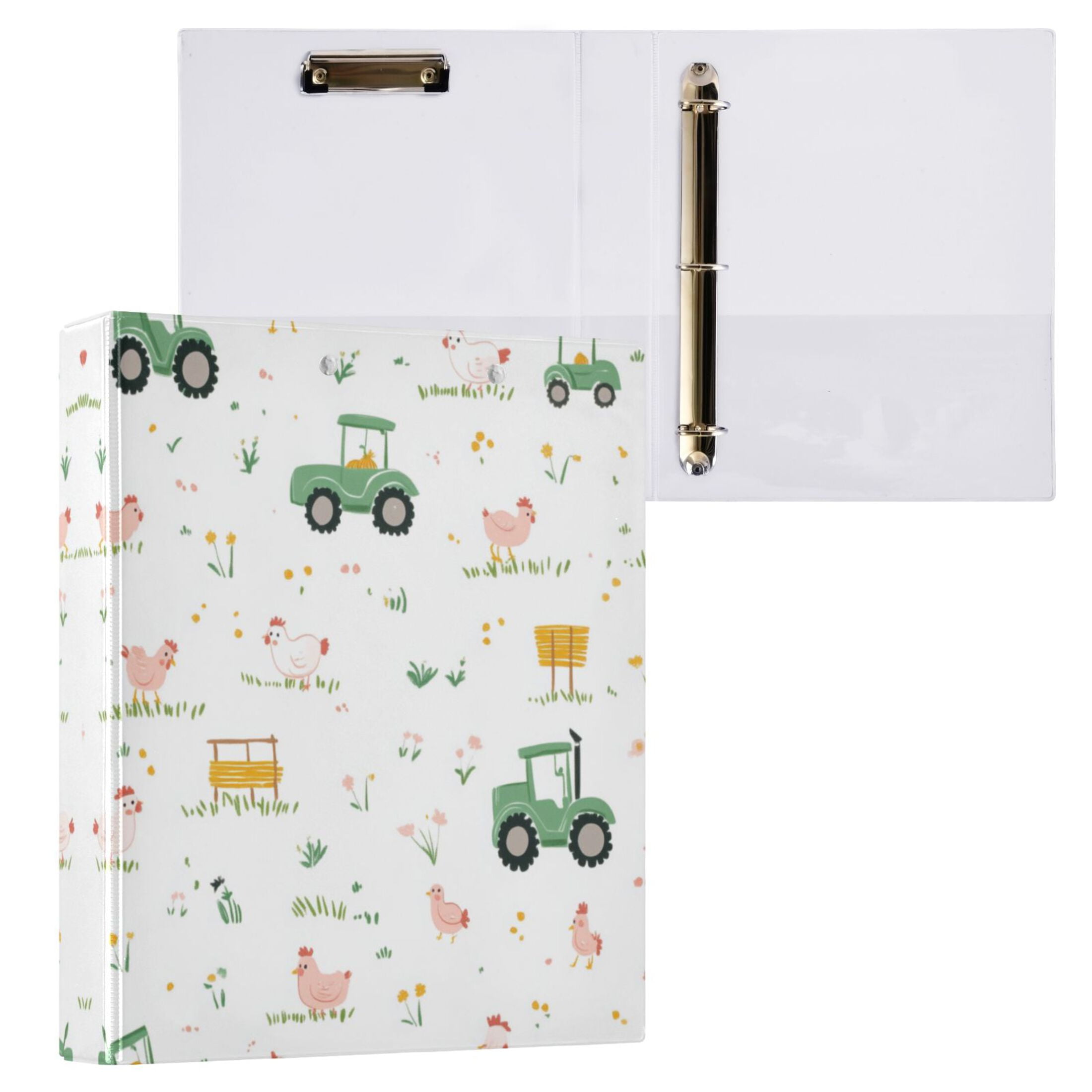 Cute Farmyard Pattern 3 Ring Hardcover Binders 1.5in Round Rings for ...