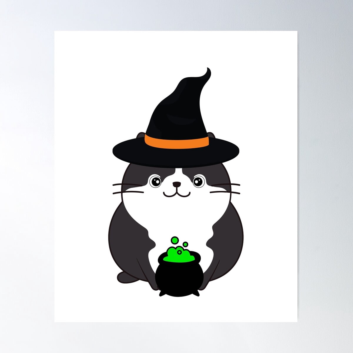 Cute Fat Cat Is Wearing A Witch Costume Poster Wall Art, Modern Wall ...