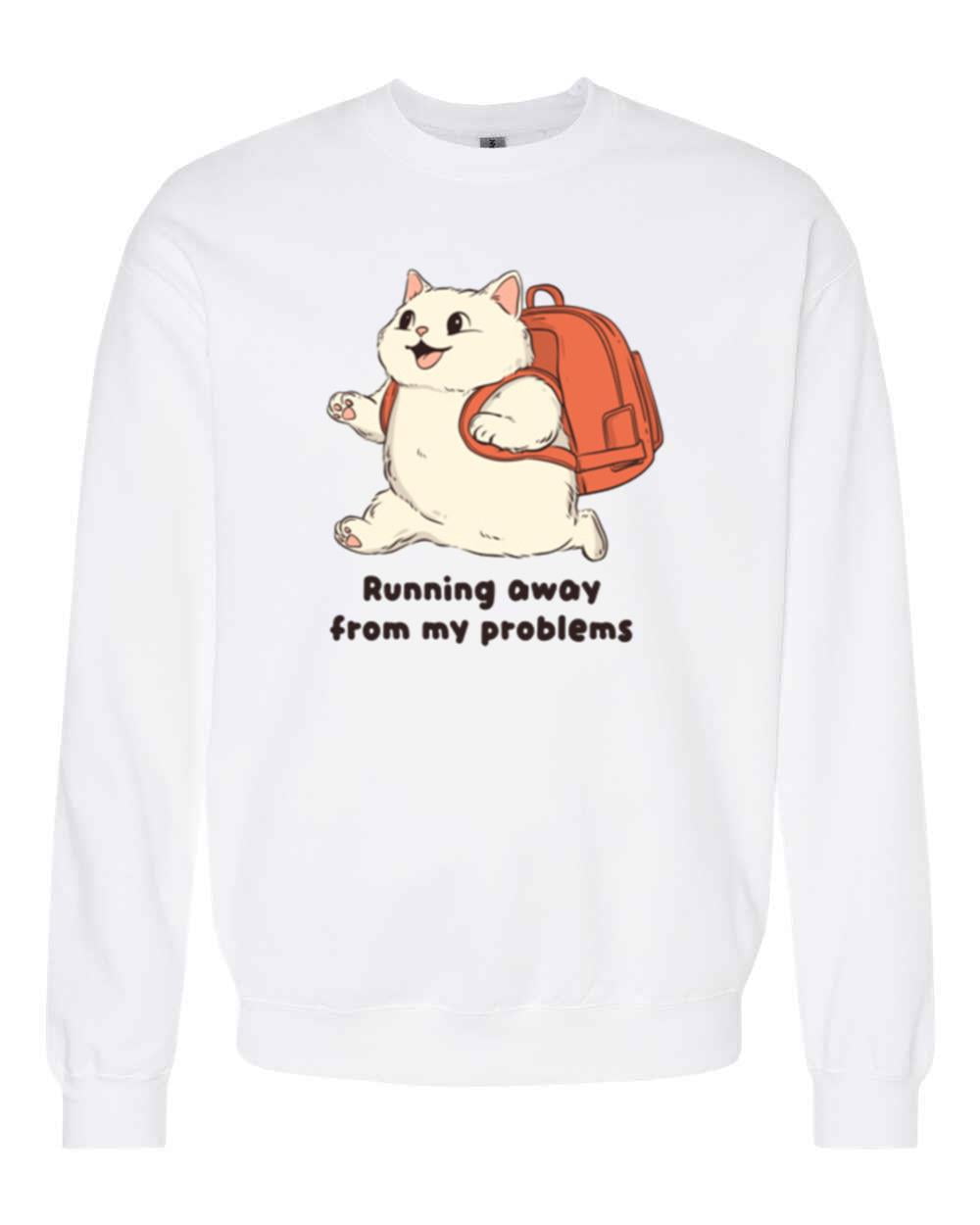 Cute Fat Cat Running From My Problems Funny Unisex Sweatshirt up to 5XL - Walmart.com