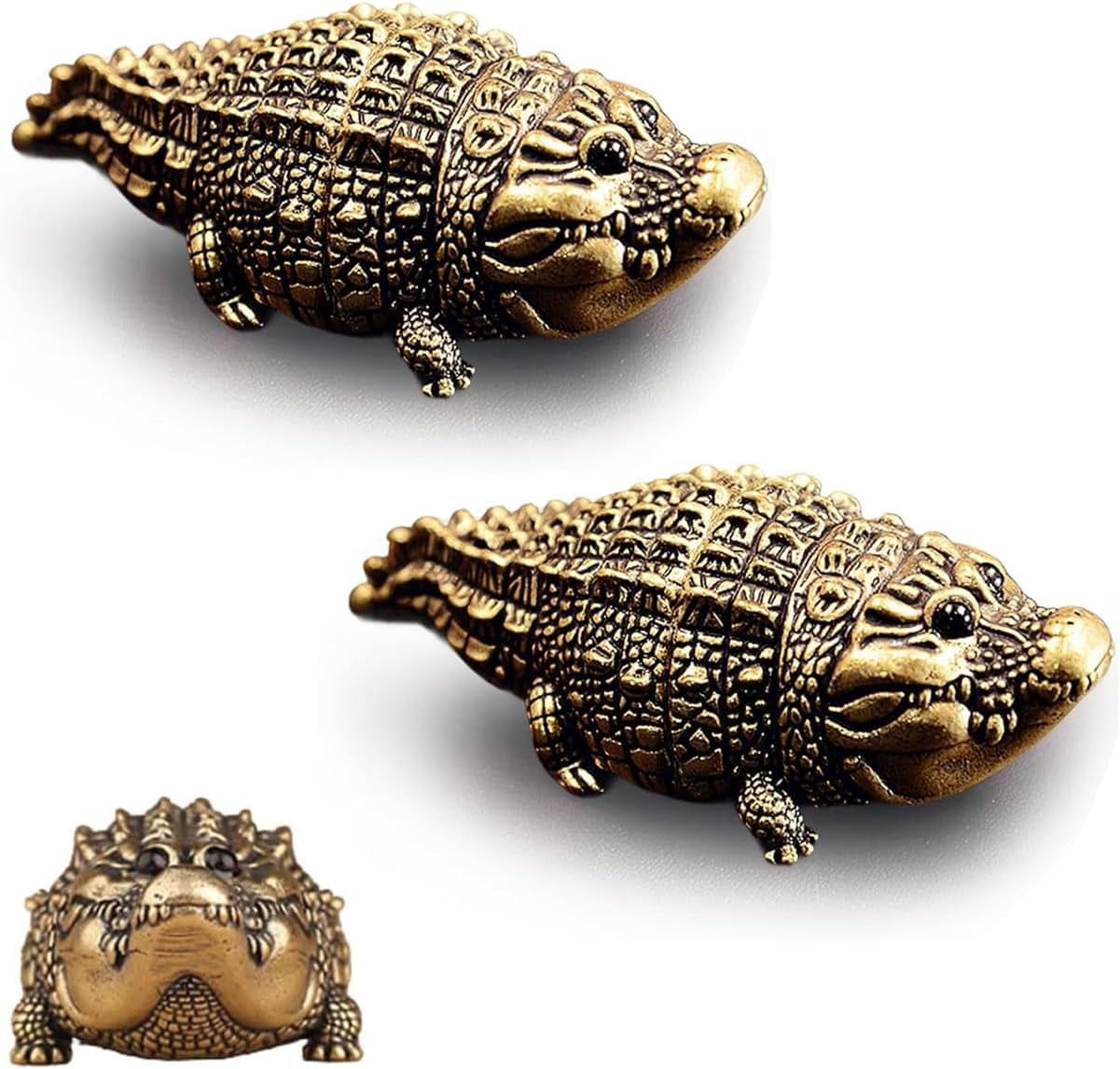 Cute Fat Copper Alligator Statue, Mini Crocodile Antique Copper Brass ...