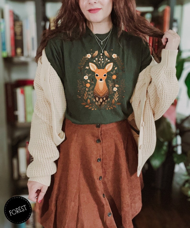 Cute Fawn Boho Style TShirt, Cottagecore Shirt, Forestcore T-Shirt ...