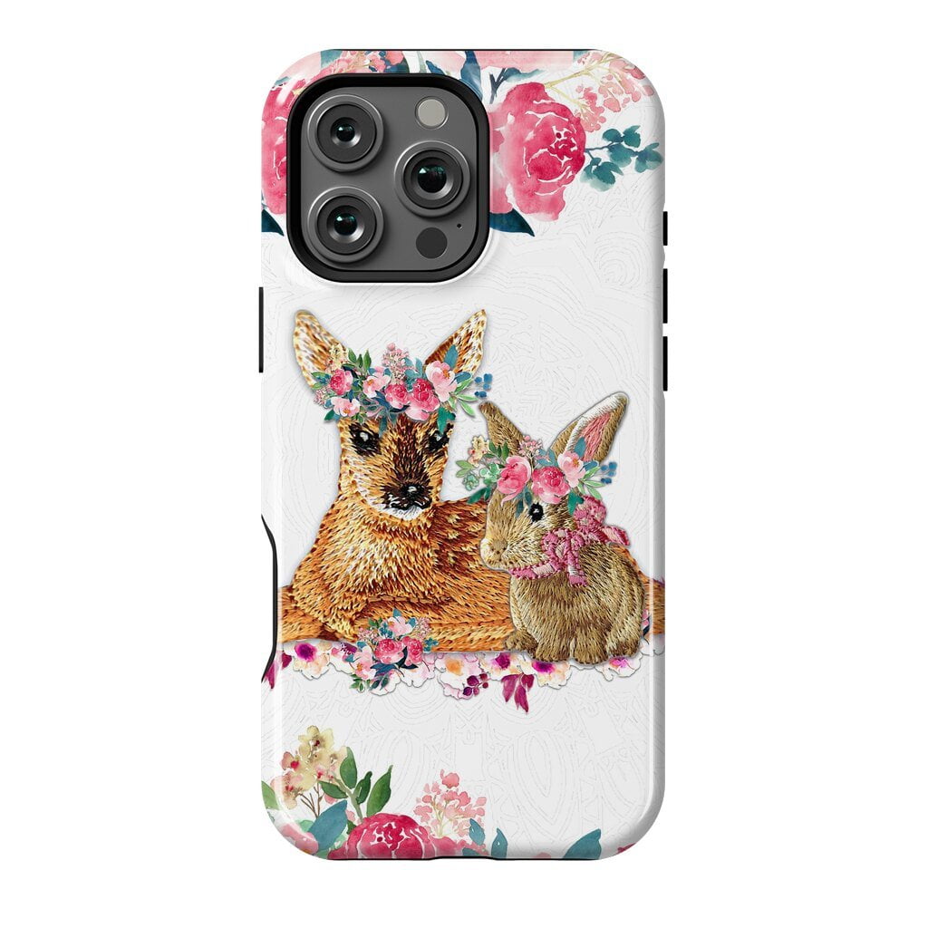 Cute Fawn Bunny Lace Woodland Animal Phone Case for iPhone 11 12 13 14 ...