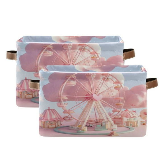 Cute Ferris Wheel Foldable Storage Basket,Canvas Fabric Foldable ...