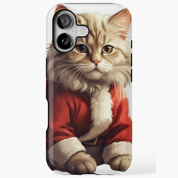 Cute Festive Cat Holiday Gift Design Case iPhone 17 through 11 Pro Max ...