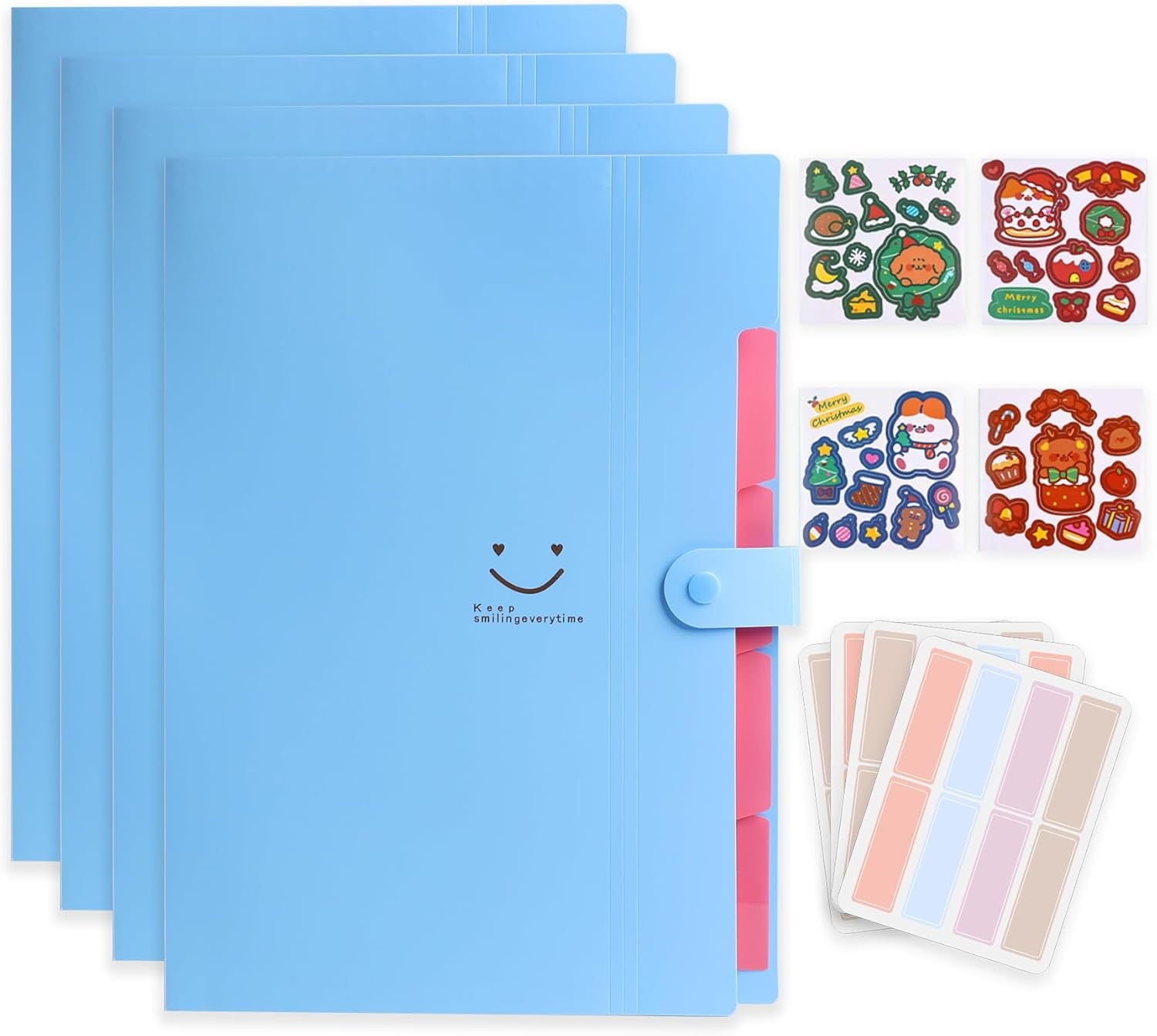 Cute File Folders, Expanding File Folders with 32 Labels, 5 Pocket ...