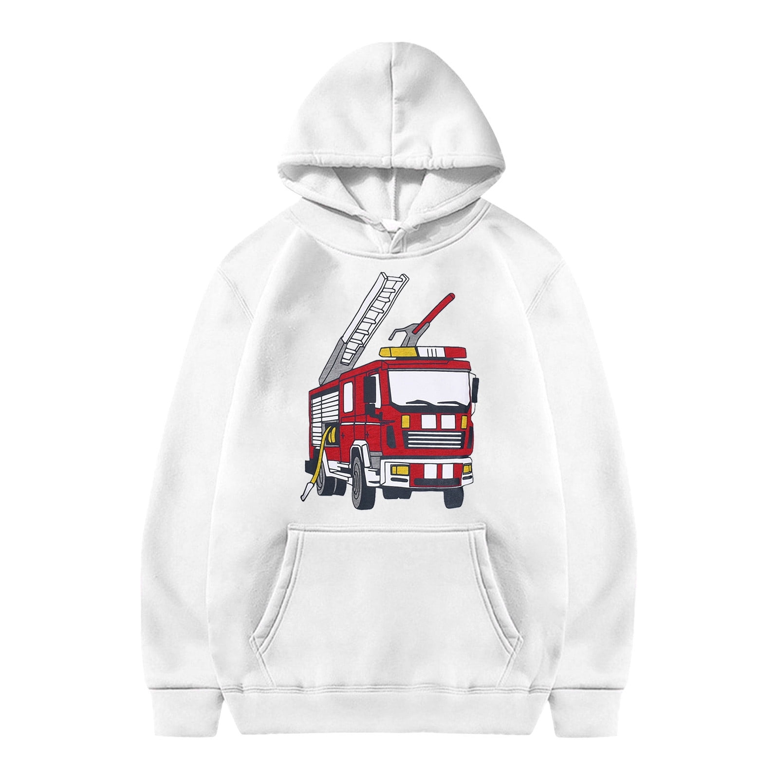 Cute Fire Engine Hoodie for Boys Unisex Warm Winter Sweatshirts Warm ...