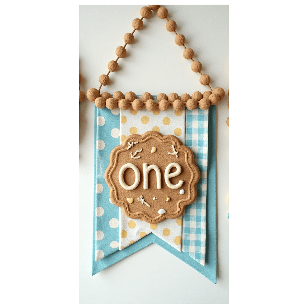 Cute First Birthday Banner with Polka Dot Gingham Patterns Backdrop ...