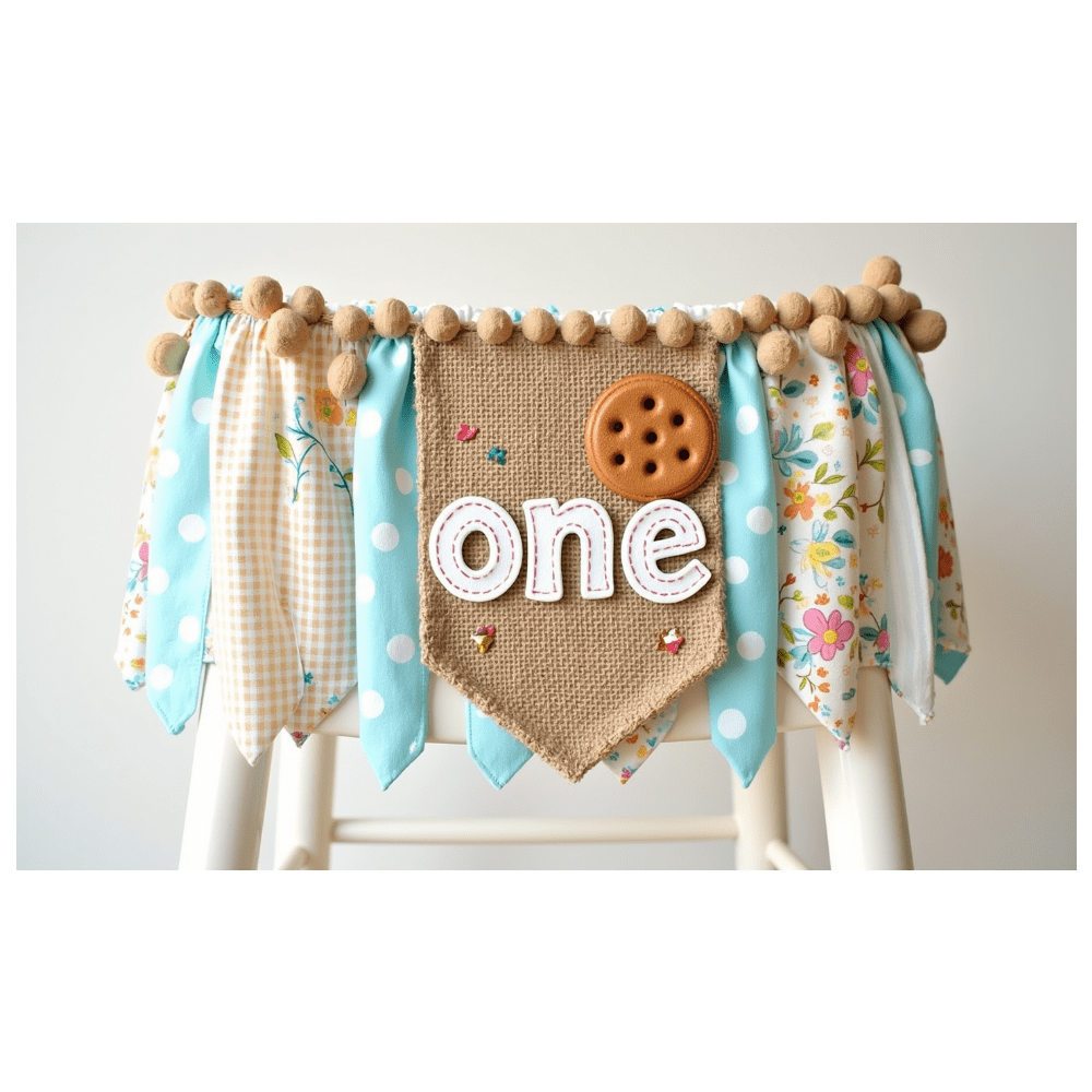 Cute First Birthday Banner with Polka Dot Gingham Patterns Backdrop ...