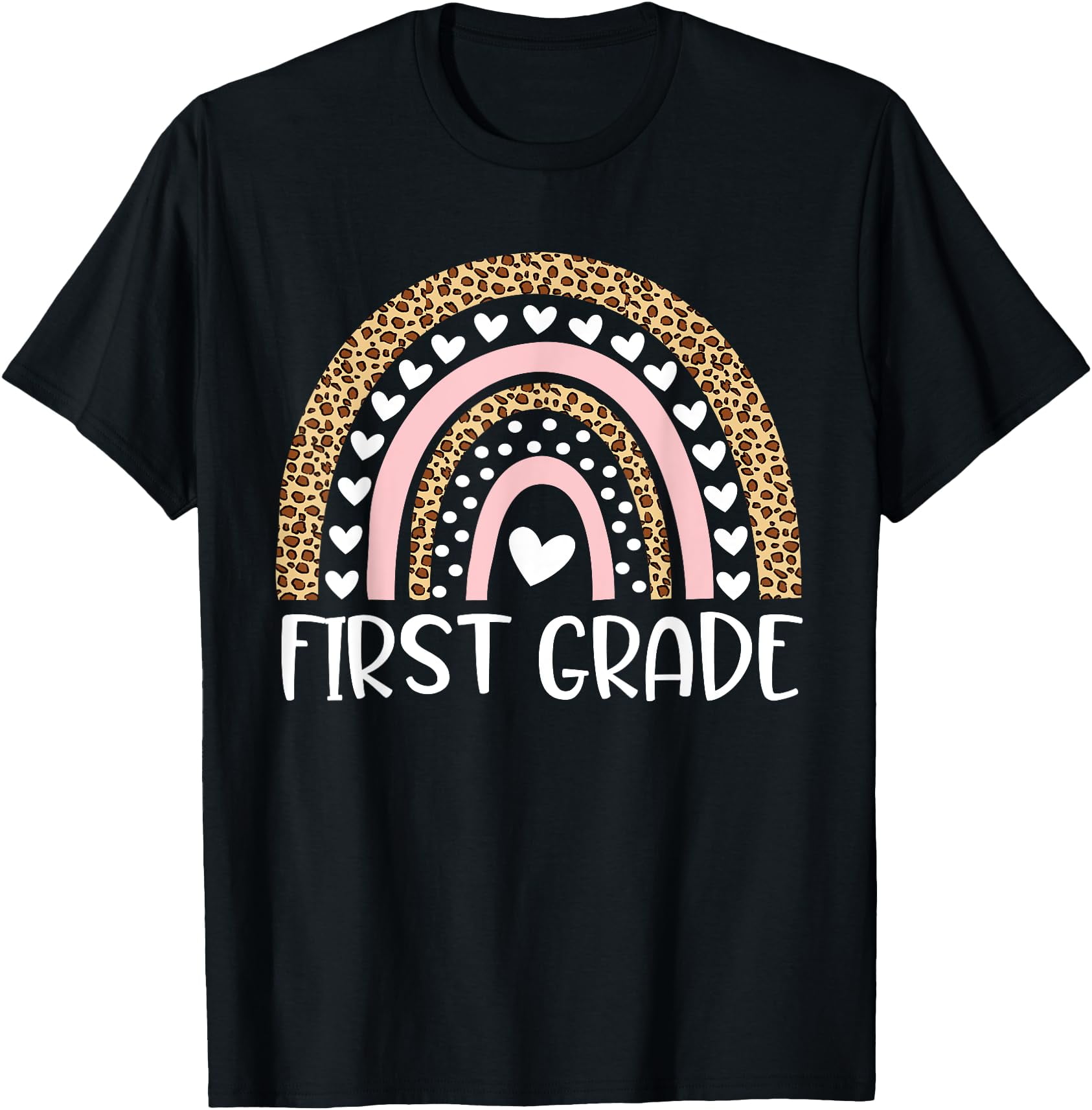 Cute First Grade Rainbow Leopard Back To School Teacher Girl T-Shirt ...