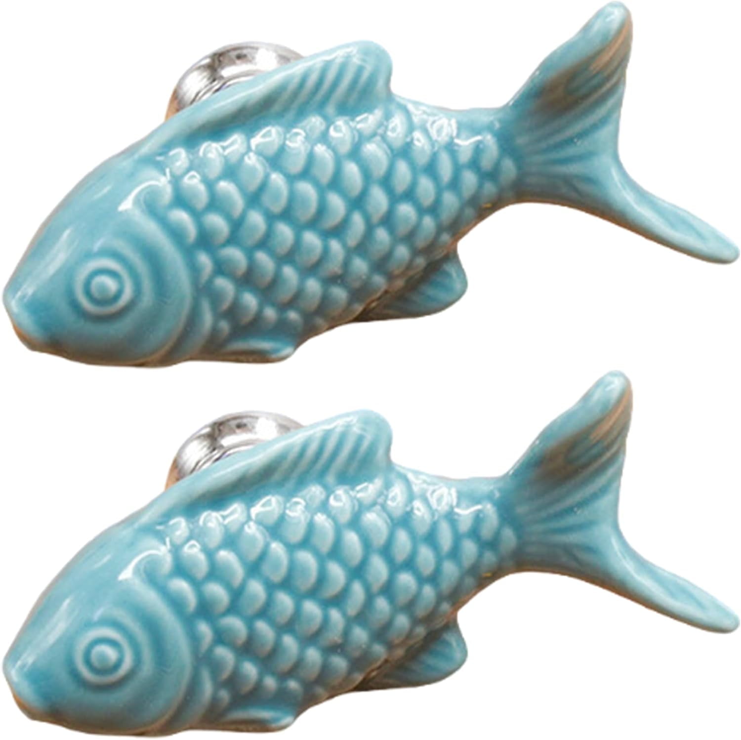 Yardly Fish Hardware Knob Ceramic Blue - Walmart.com