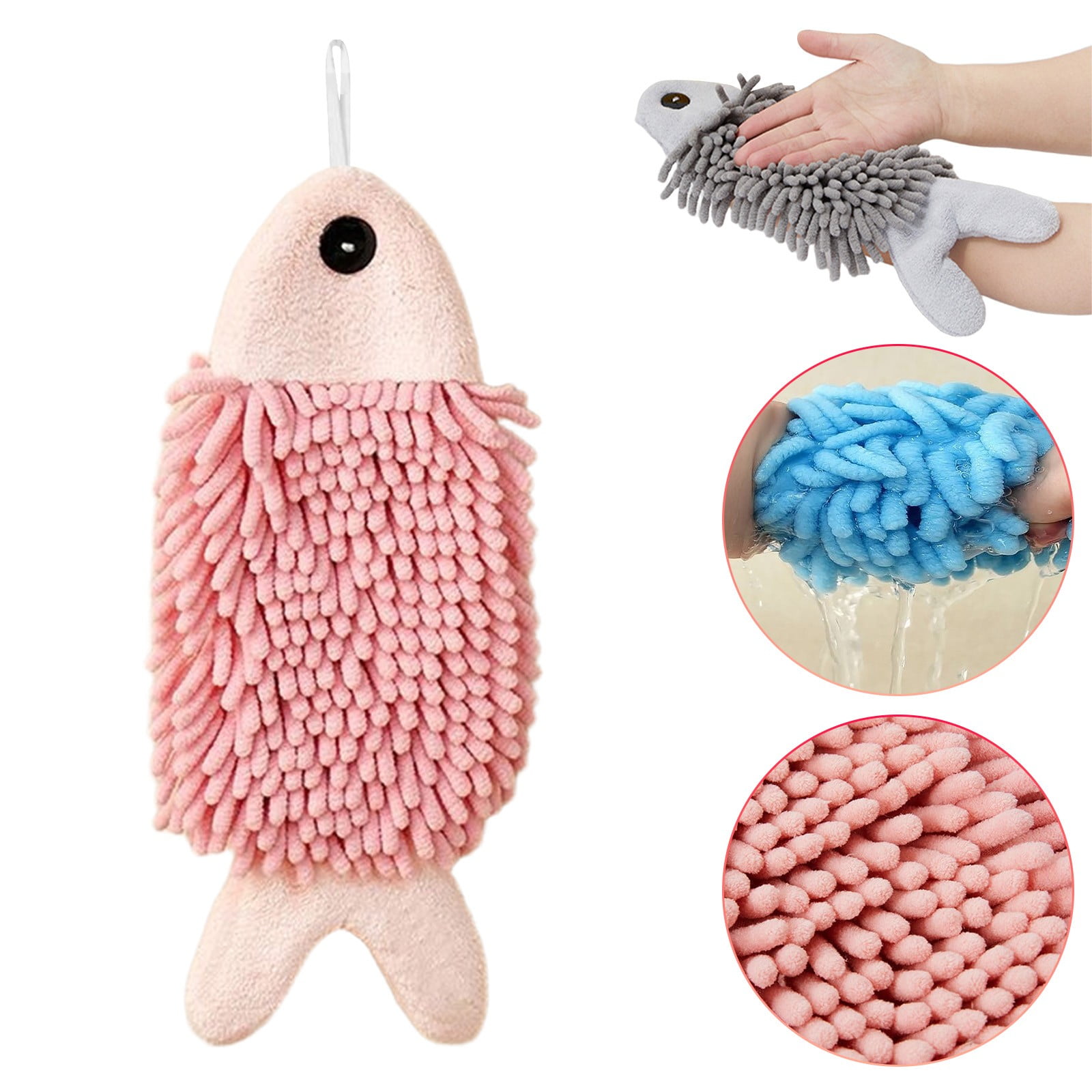 Cute Fish-Shaped Hand Towels 1-Pack, Absorbent Microfiber Coral Fleece ...