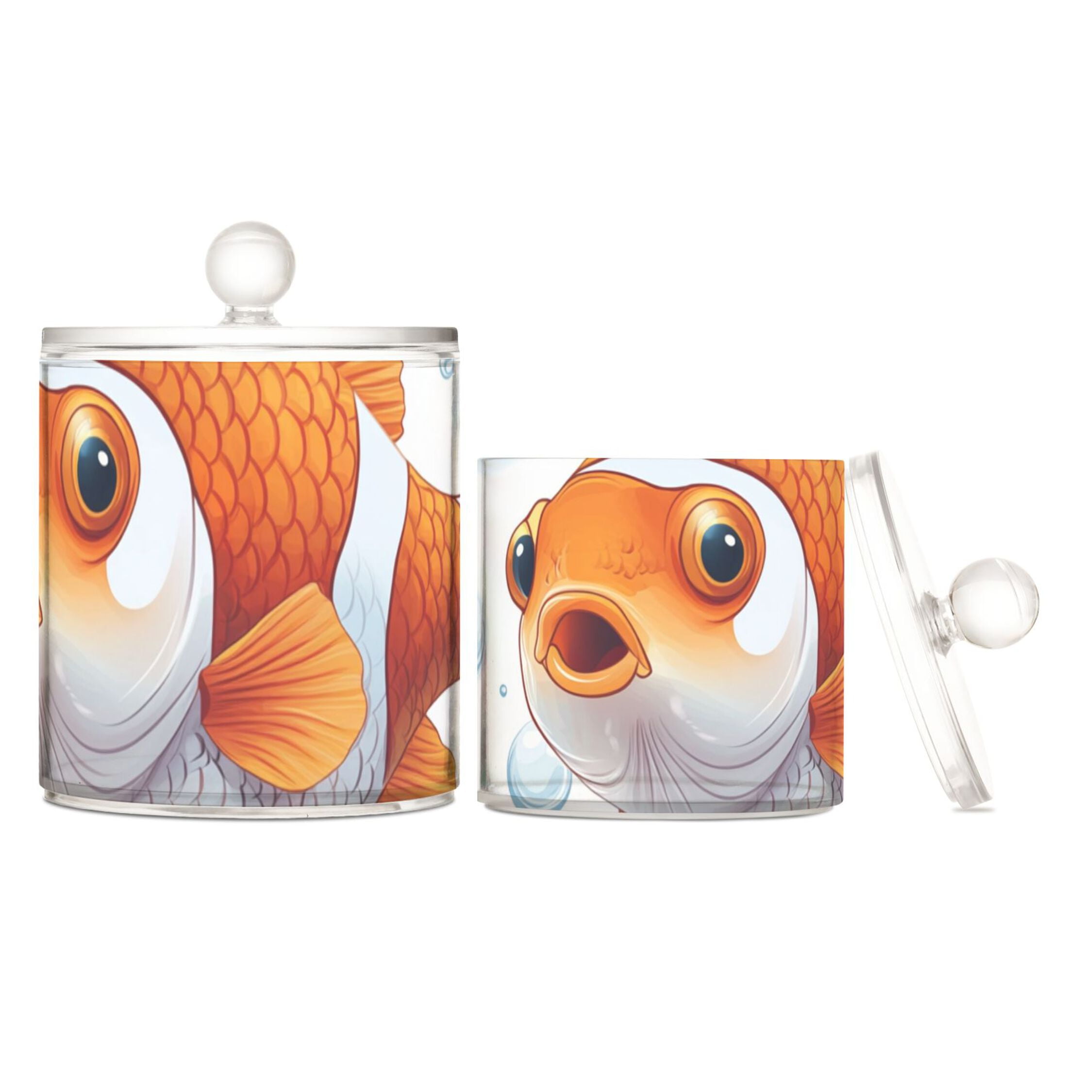 Cute Fish and Bubbles Translucent Plastic Cans Storage Canisters with ...