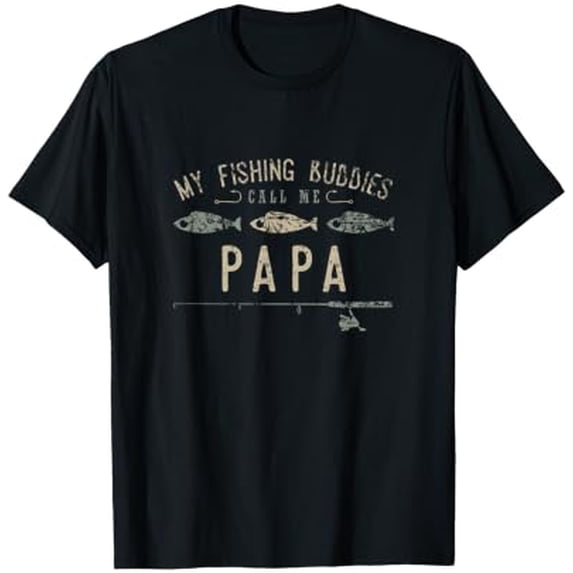 Cute Fishing Theme T-Shirt for Dads - "My Fishing Buddies Call Me Papa ...