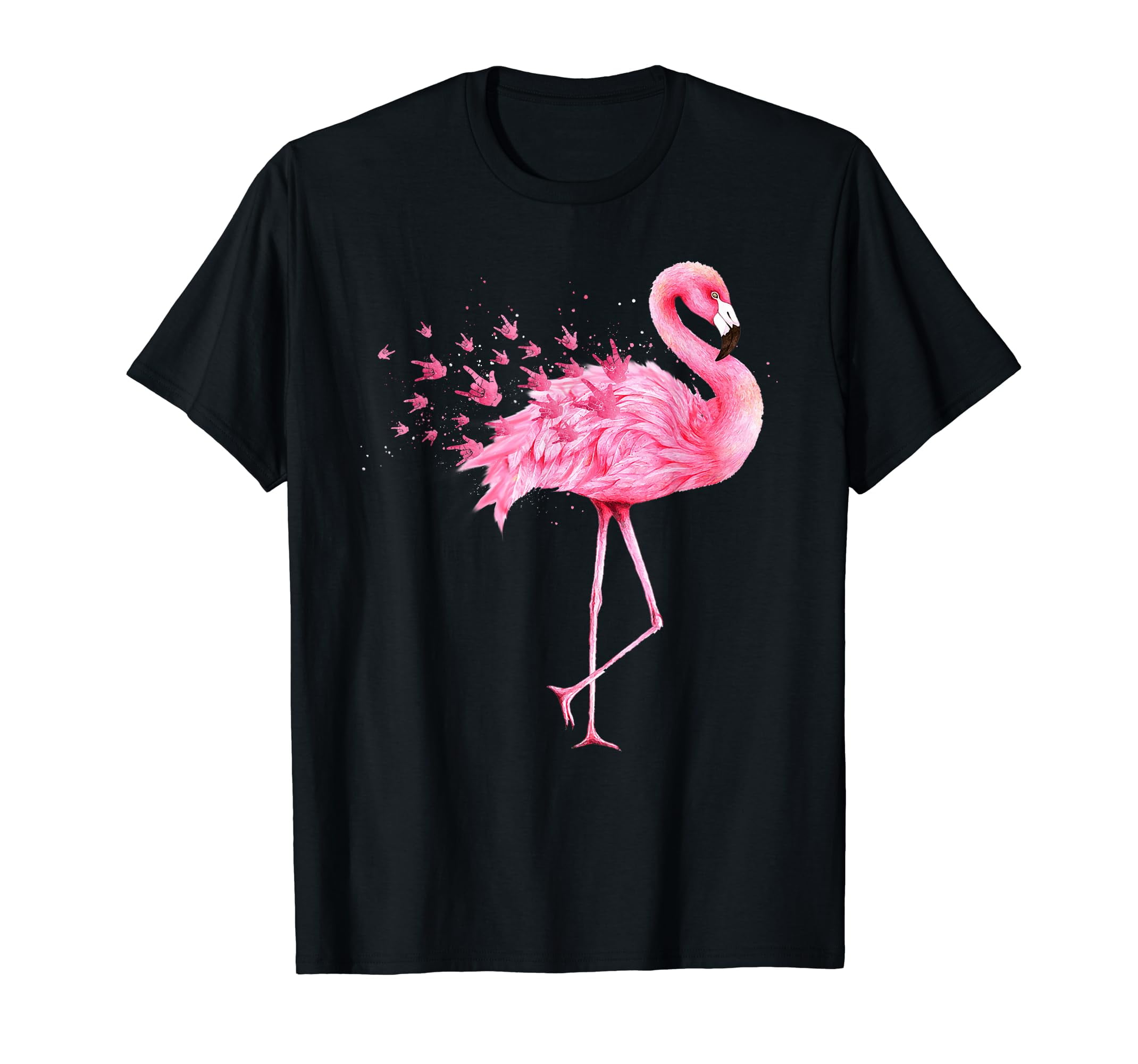 Cute Flamingo I Love You ASL American Sign Language T-Shirt Black ...