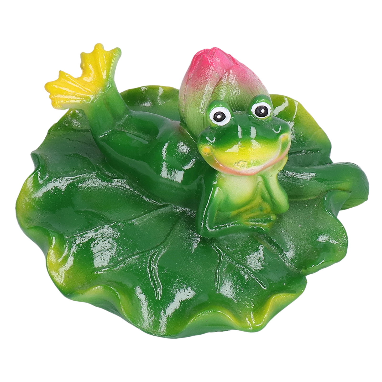 Cute Floating Lotus Leaf Frog Statue Synthetic Resin Ornament Art Craft ...