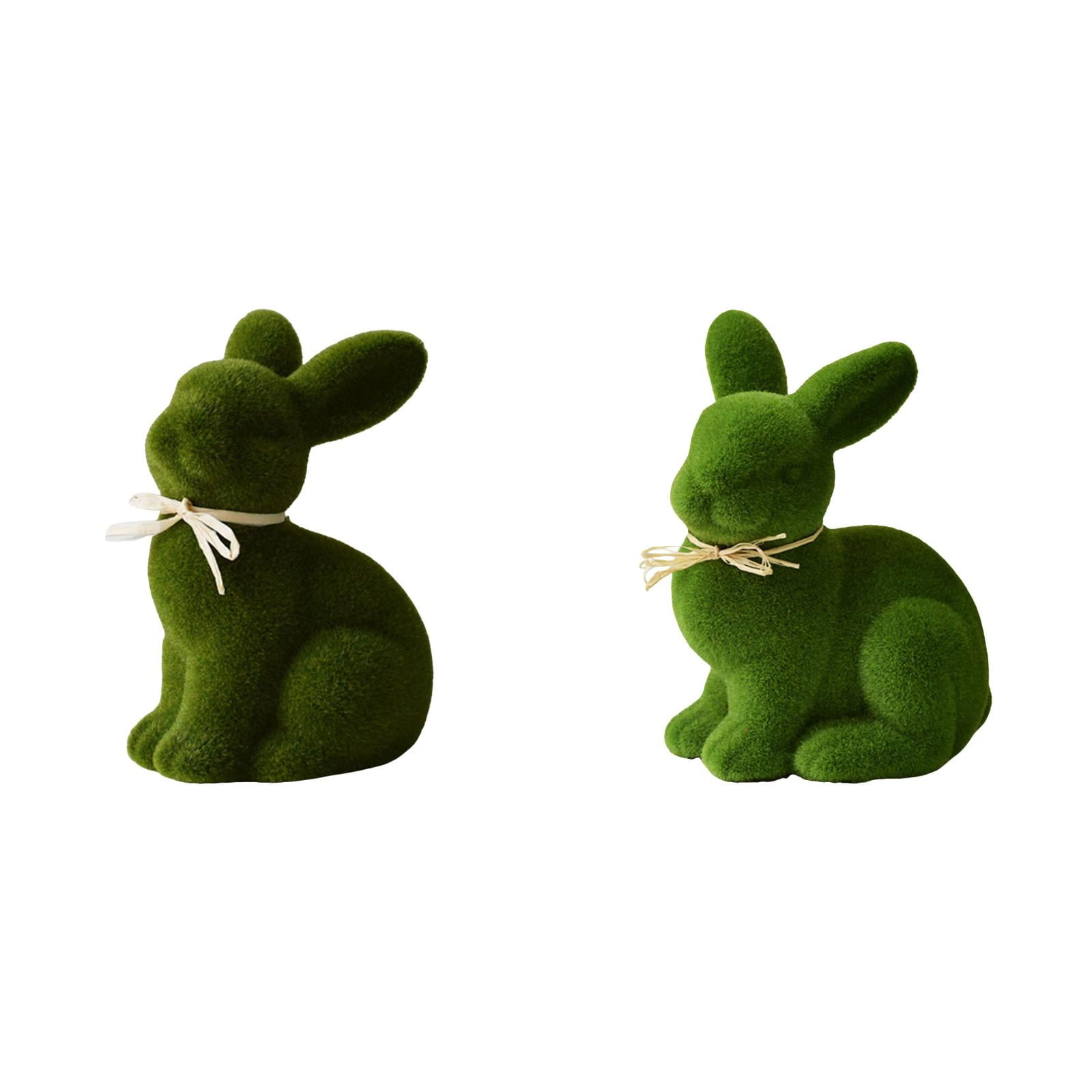 Cute Flocked Easter Bunny Figurine, Flocking Rabbit with Bow Tie ...