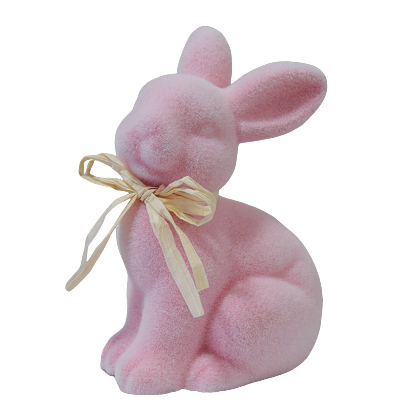 Cute Flocked Easter Bunny Figurine, Flocking Rabbit with Bow Tie ...