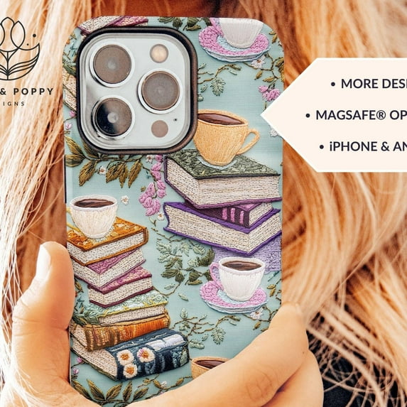 Cute Floral Cottagecore Phone Case with a Vintage Embroidered Tea Cups ...