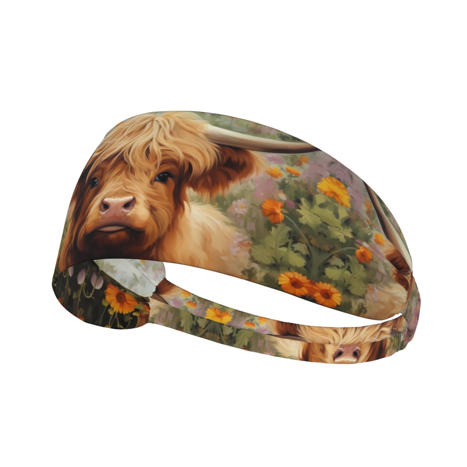 Cute Floral Cow Headbands for Women Men, Workout Elastic Sweat Band for ...