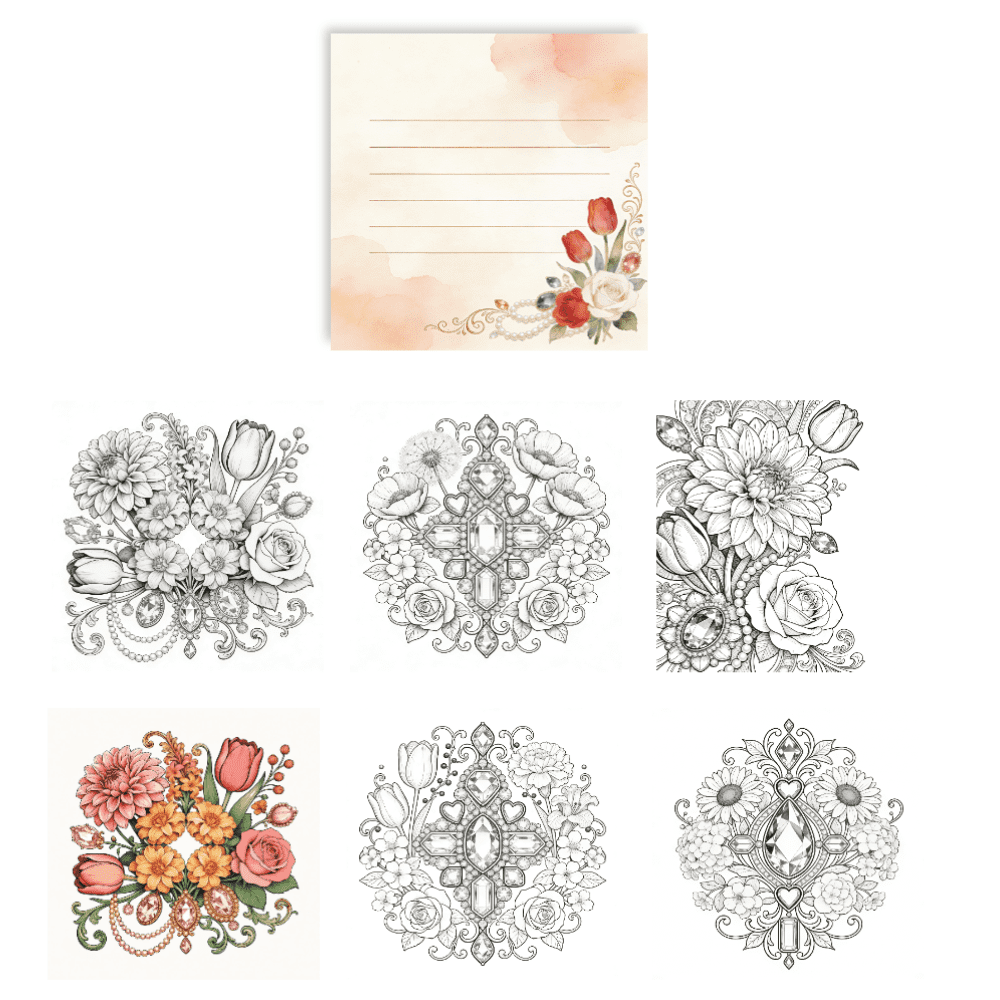 Cute Floral & Gemstone Sticky Notes - 100 Pcs Double-Sided, Original ...