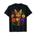 Cute Floral Kitten T-Shirt for Cat Lovers - Adorable Tabby Design on ...