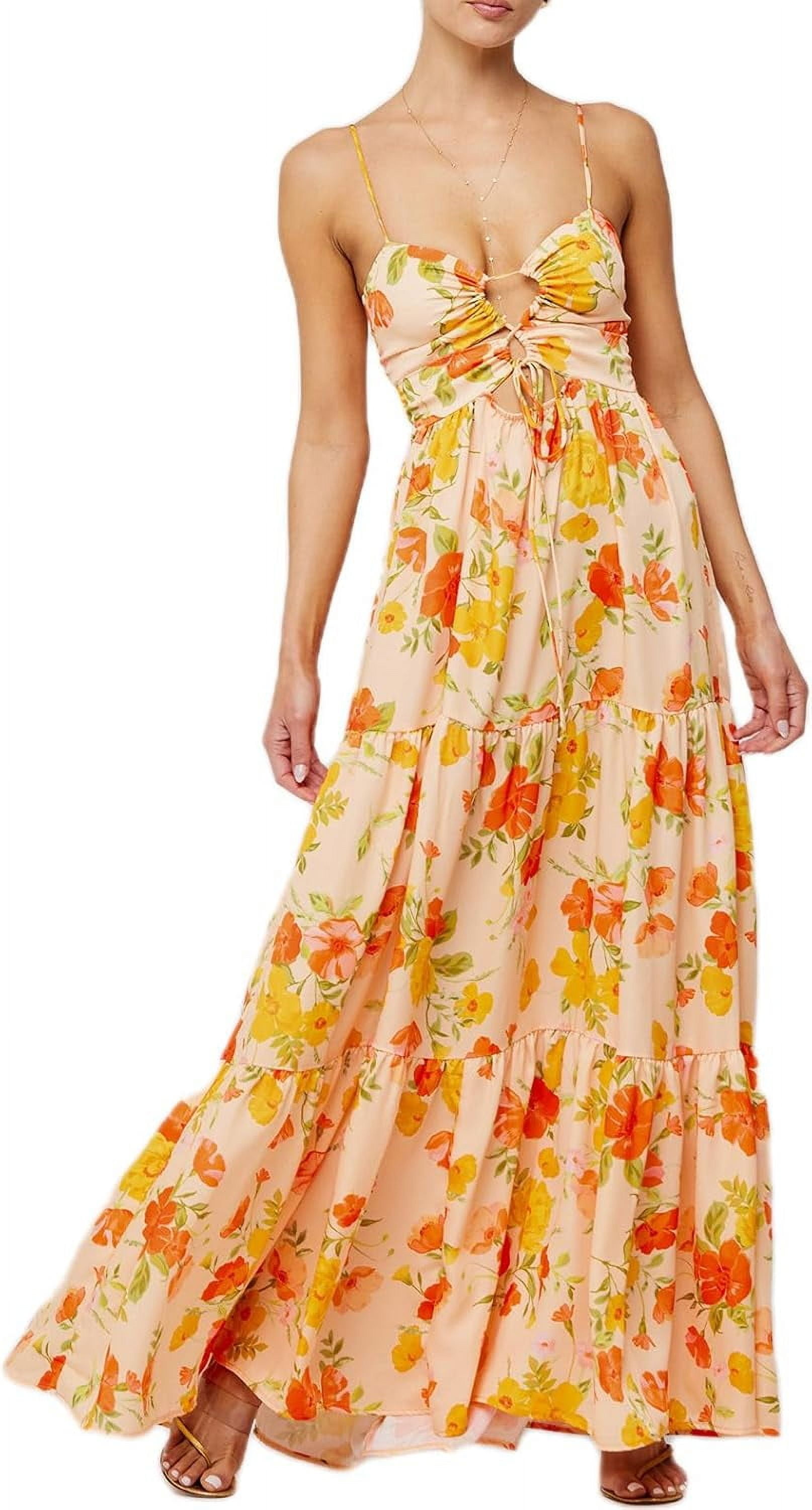 Cute Floral Long Sundresses for Women Boho Smocked Spaghetti Strap ...