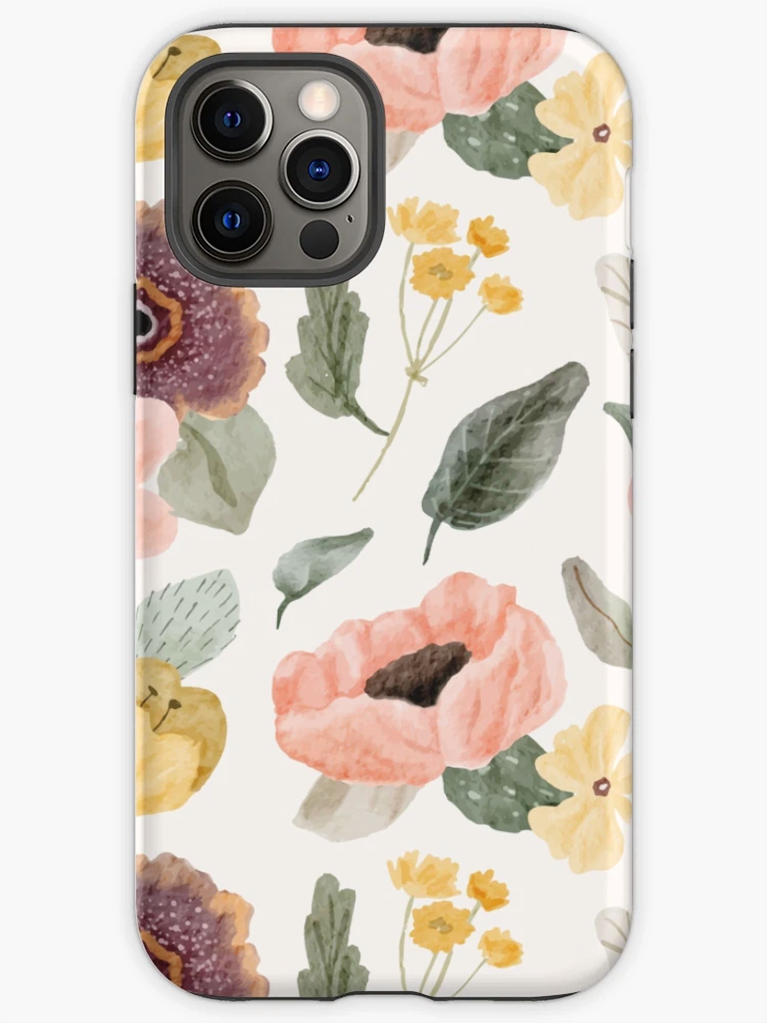 Cute Floral Motif Garden Inspired iPhone Case with iPhone 11 to 16 Pro ...