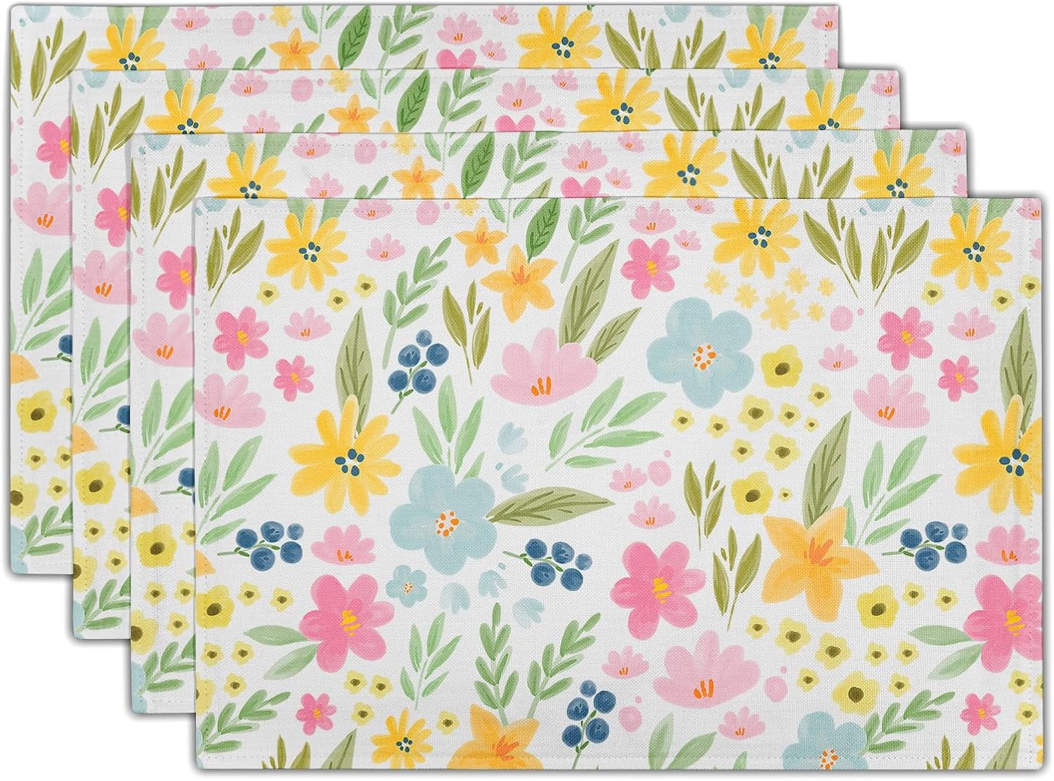 Cute Floral Placemats 12×18 Inches Set of 4 Spring Summer Seasonal ...