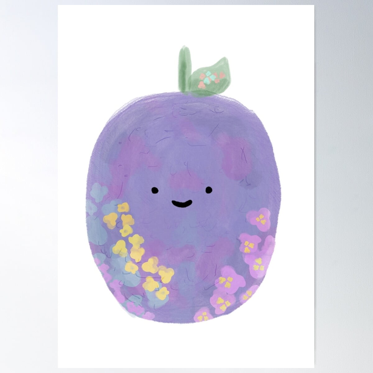 Cute Floral Plum Poster Wall Art, Modern Wall Decor For Living Room ...