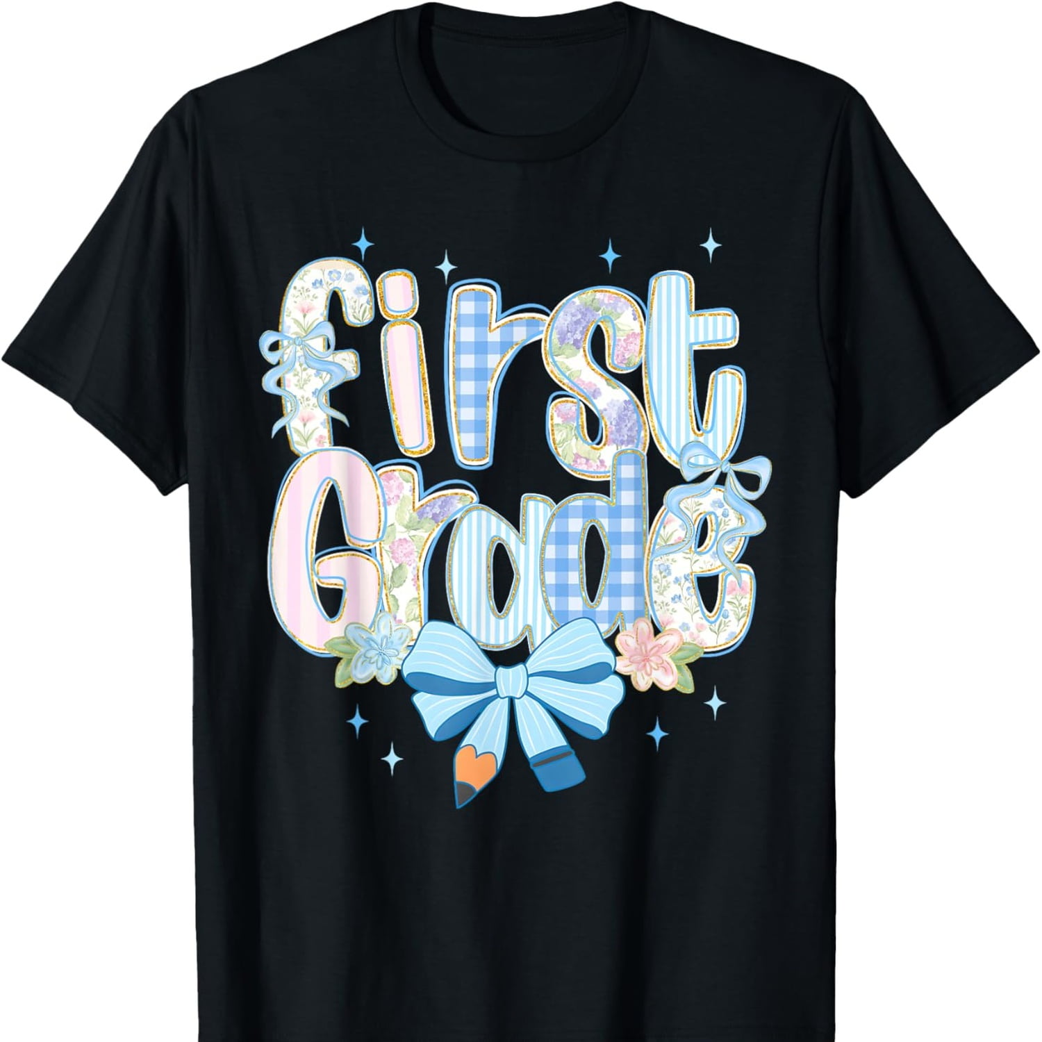 Cute Floral Preppy First Grade Back to School TeaC1her Gir1l T-S1Hirt ...