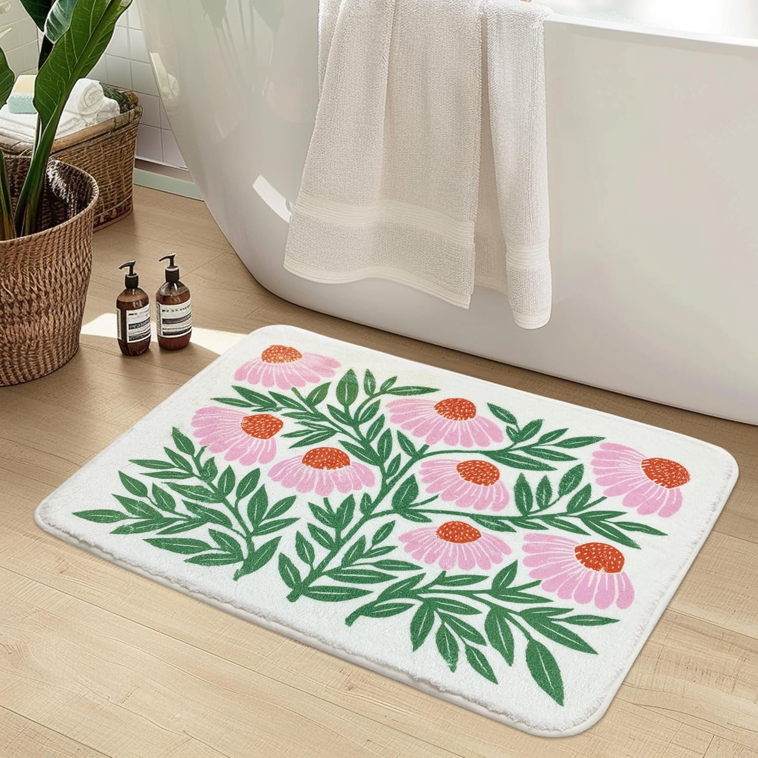 Cute Flower Bath Mat for Bathroom Rugs, Ultra Soft and Fluffy ...