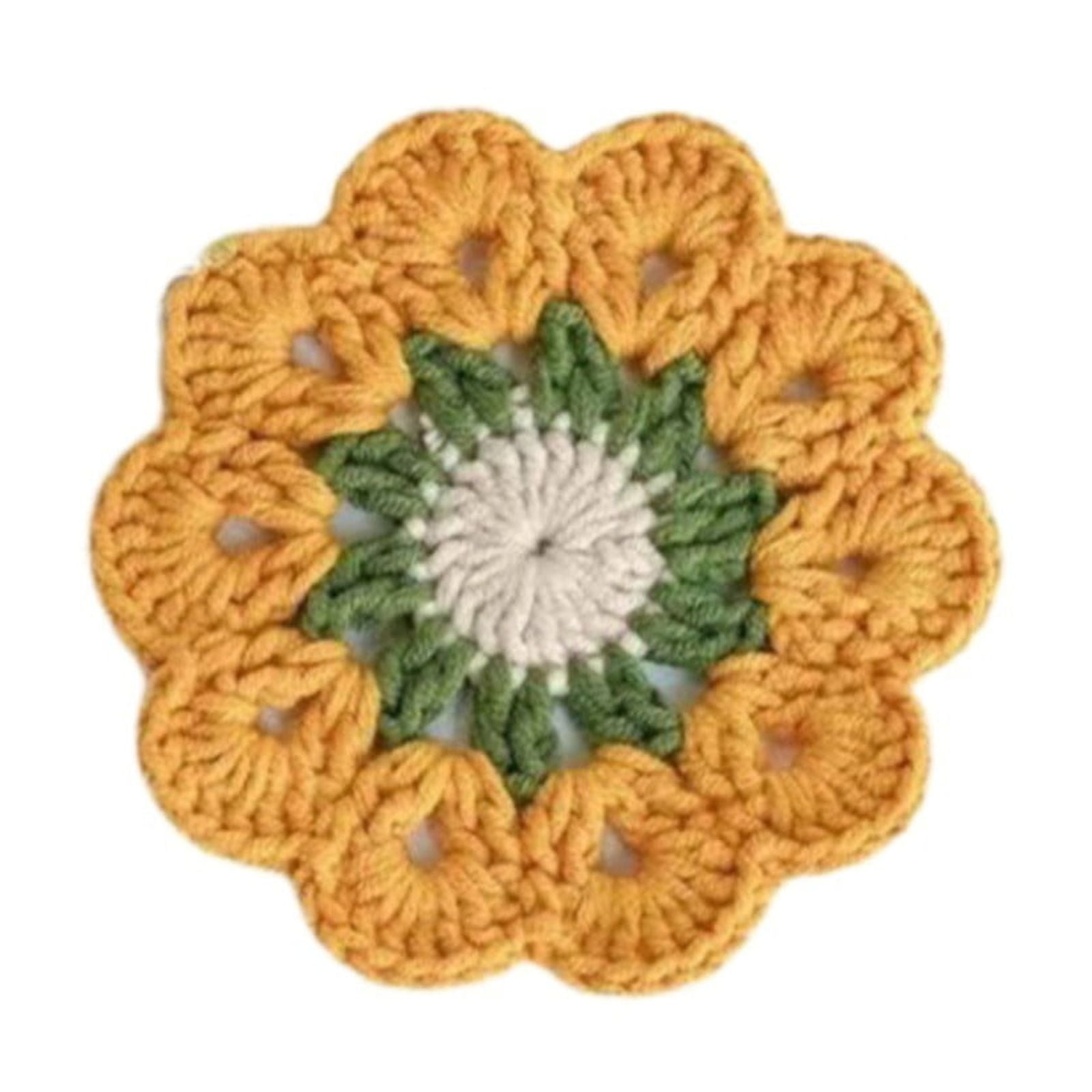 Cute Flower Crochet Handmade Flower Knitted Cup Mats Tea For Drinks ...
