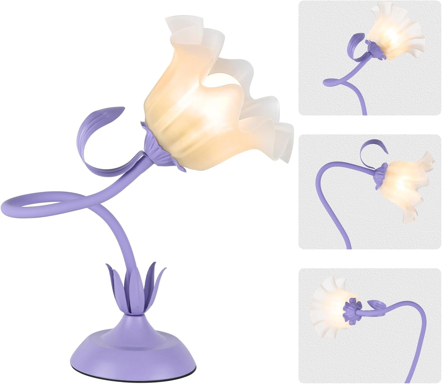 Cute Flower Desk Lamp, 3 Color Temperature Table Lamp with LED Bulb ...