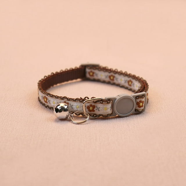 Cute Flower Embroidery Breakaway Kitten Collar with Bells,Cat Collars ...