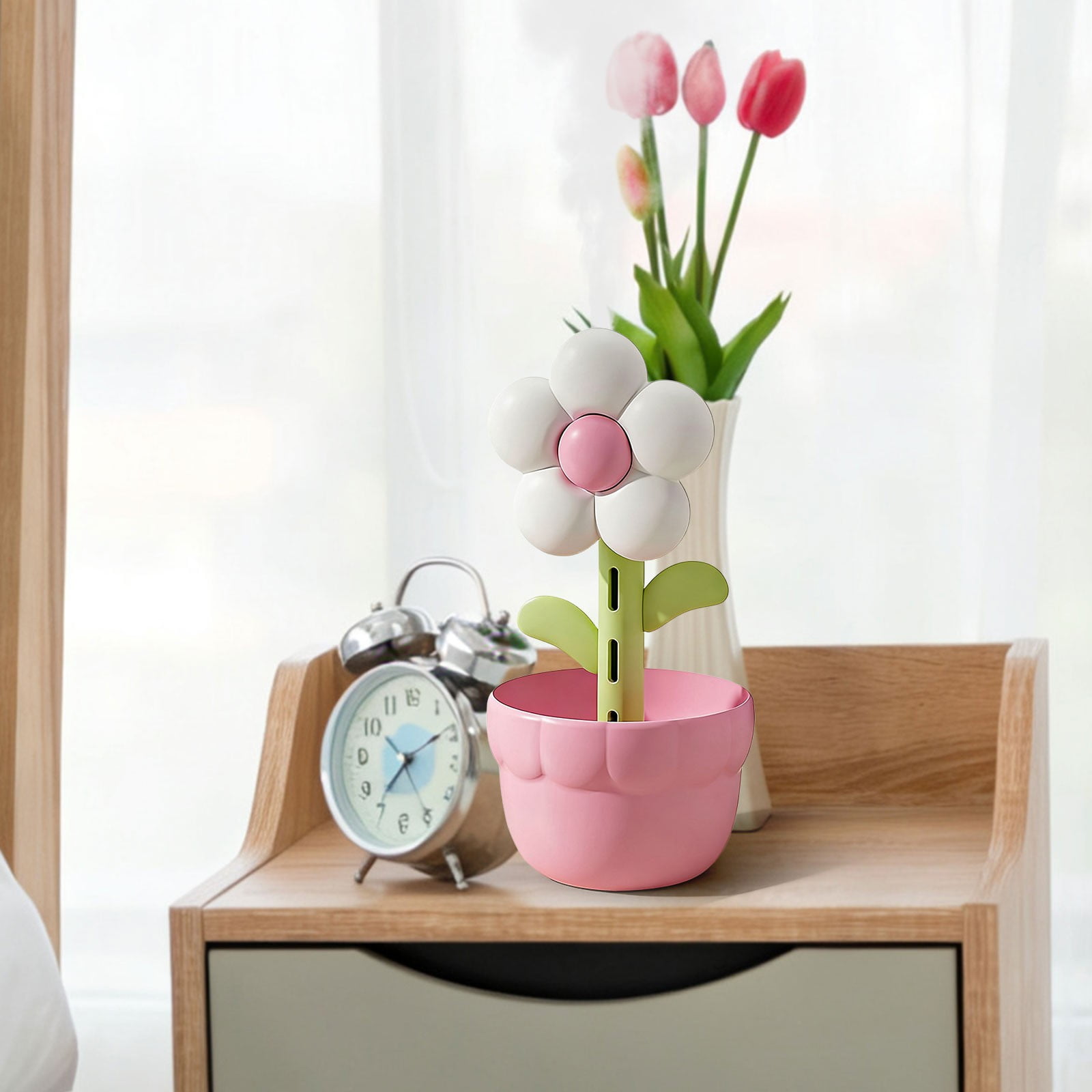 Cute Flower Mini Humidifier, 500ml Portable Flower-Shaped Humidifier ...