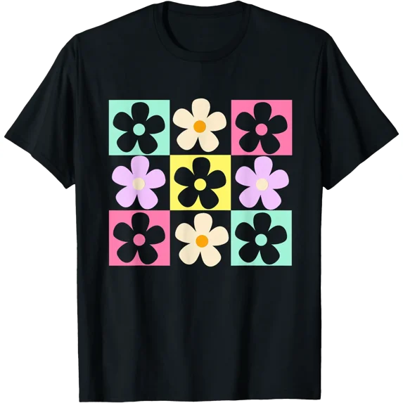Cute Flower Pattern Retro Groovy Daisy Flower 70s T-Shirt - Walmart.com