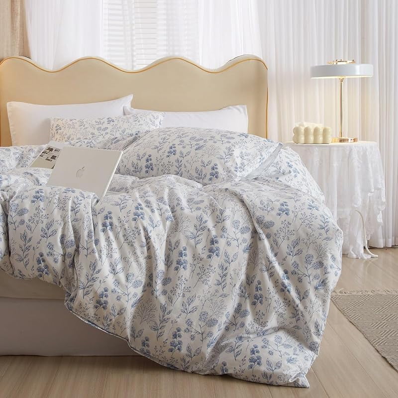 Cute Flower Plants Botanical Comforter Romantic Girls Ruffle Lace ...