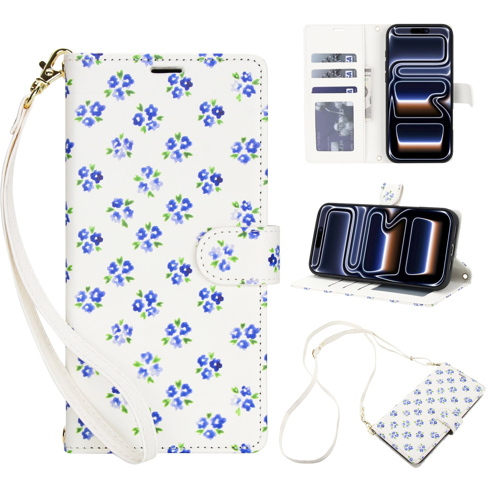 Cute Flower For iPhone 11 Pro Max Phone Case Wallet with Strap ...