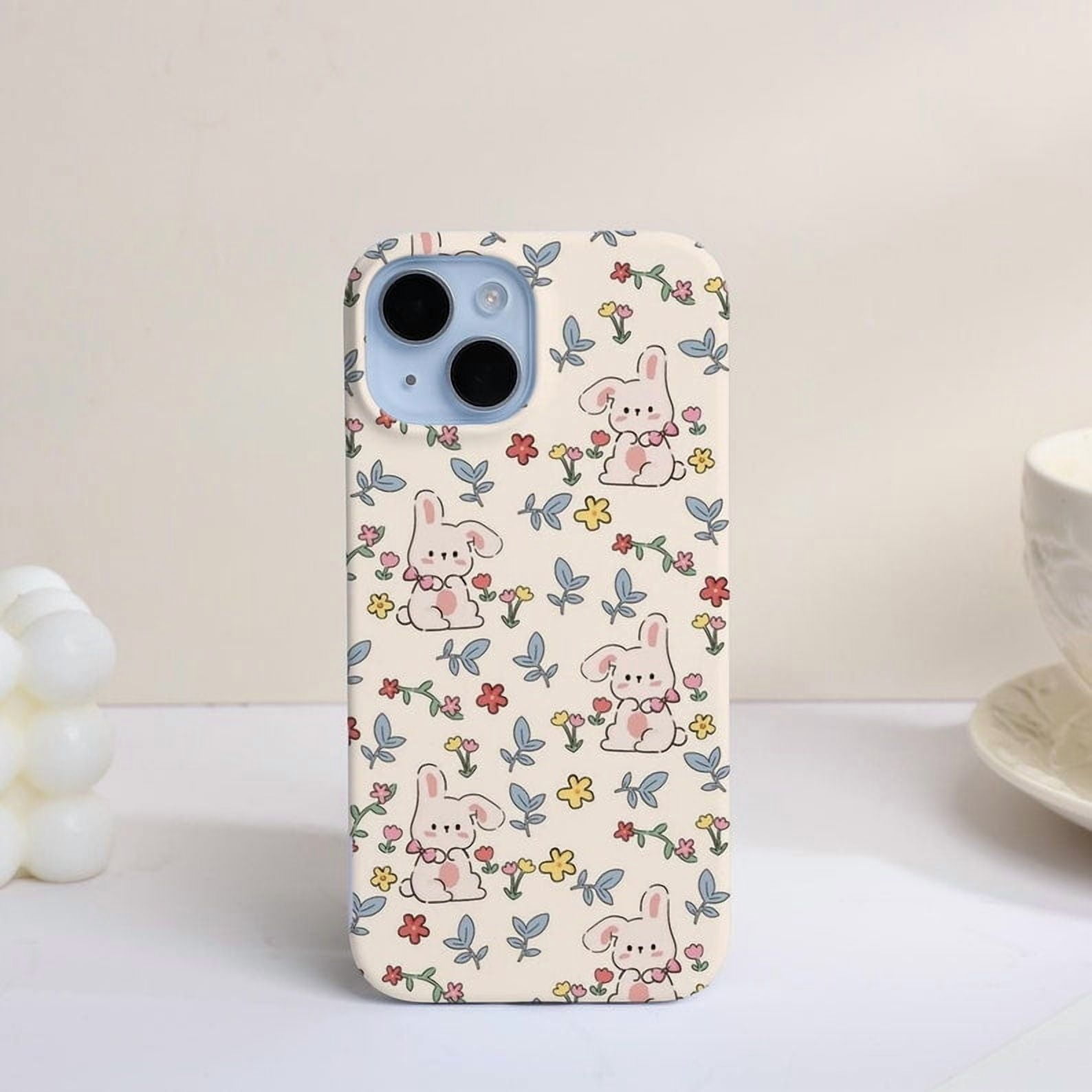 Cute Flowers and Rabbits Illustration Phone Case Pastel Art with iPhone ...