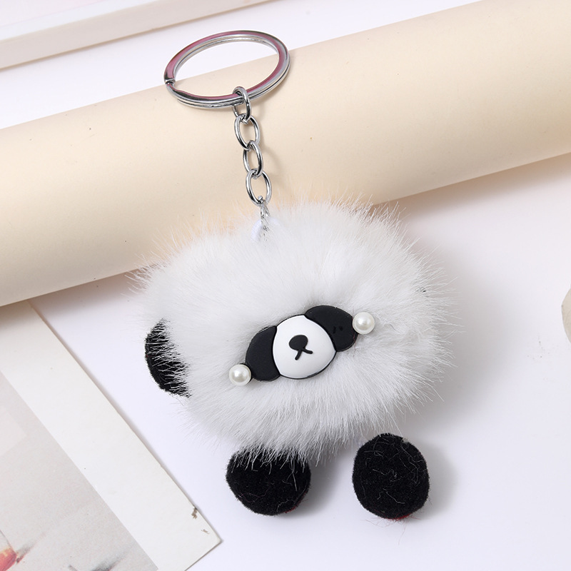 Cute Fluffy Ball Keychain Kawaii Cartoon Soft Plush Ball Car Keyring ...