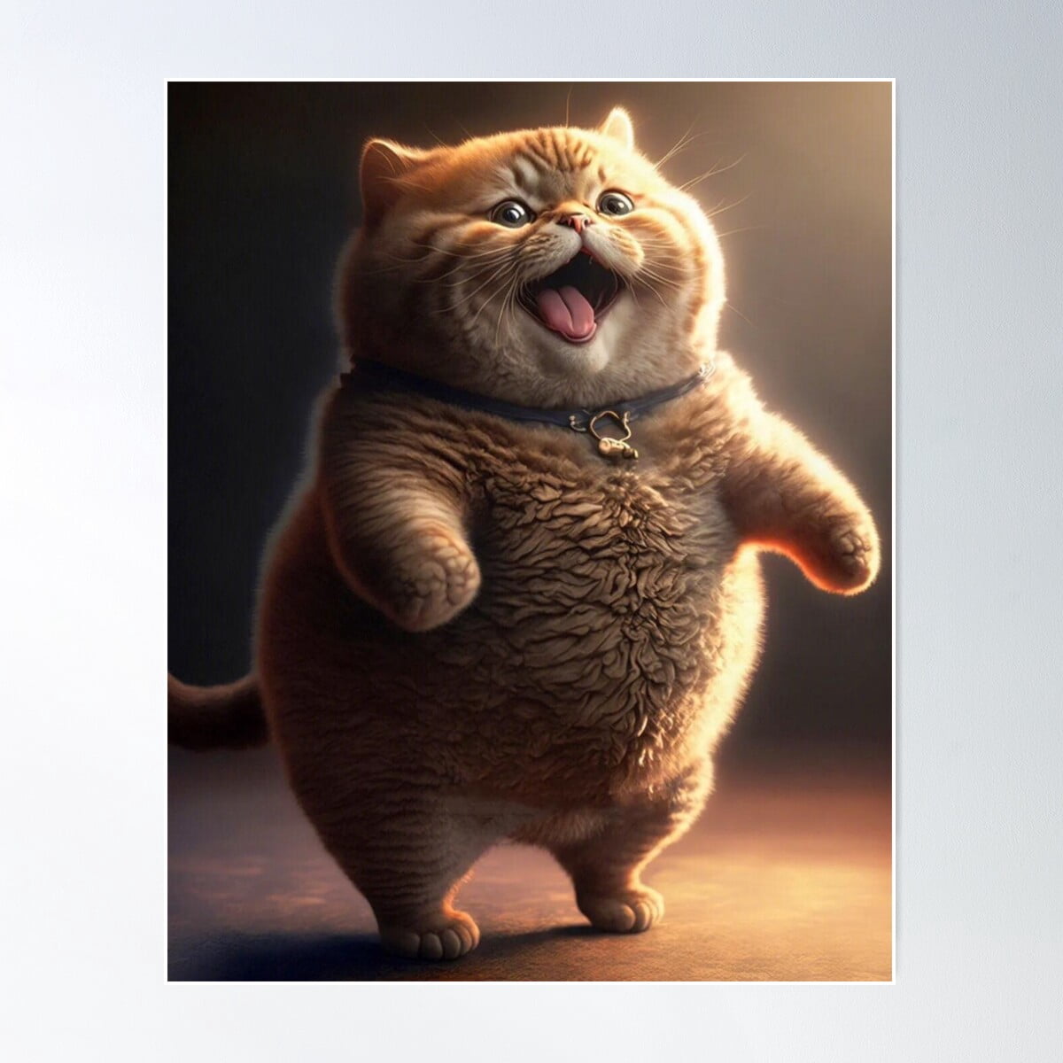 Cute Fluffy Chubby Cat Poster Wall Art Modern Wall Decor For Living ...