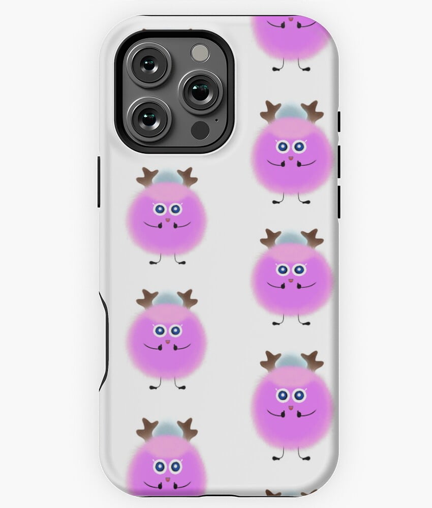 Cute Fluffy Purple Monster Character with Antlers M14557 Phone case for ...