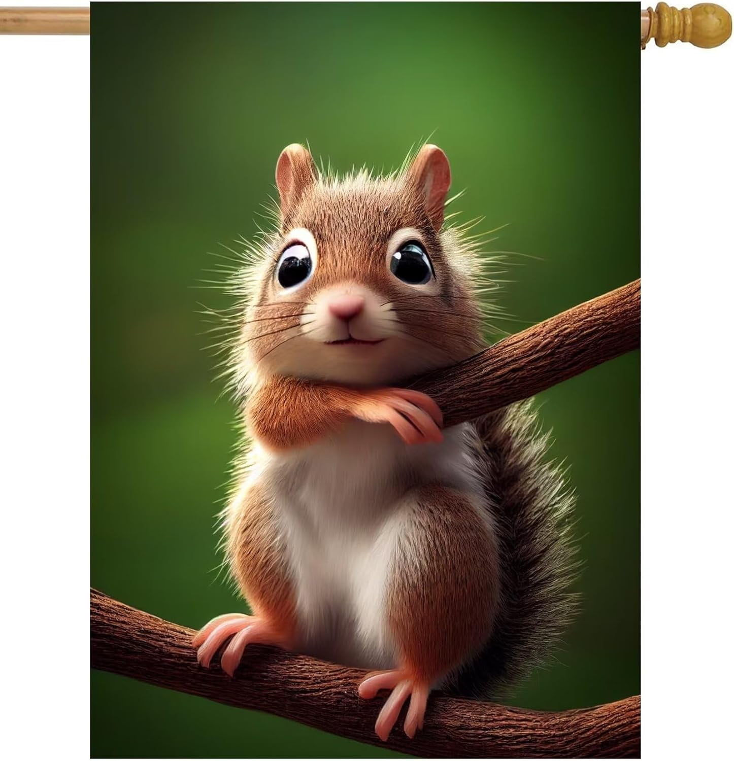 Cute Fluffy Red Squirrel Sitting on a Tree Garden Flag 28 x 40 Inch ...