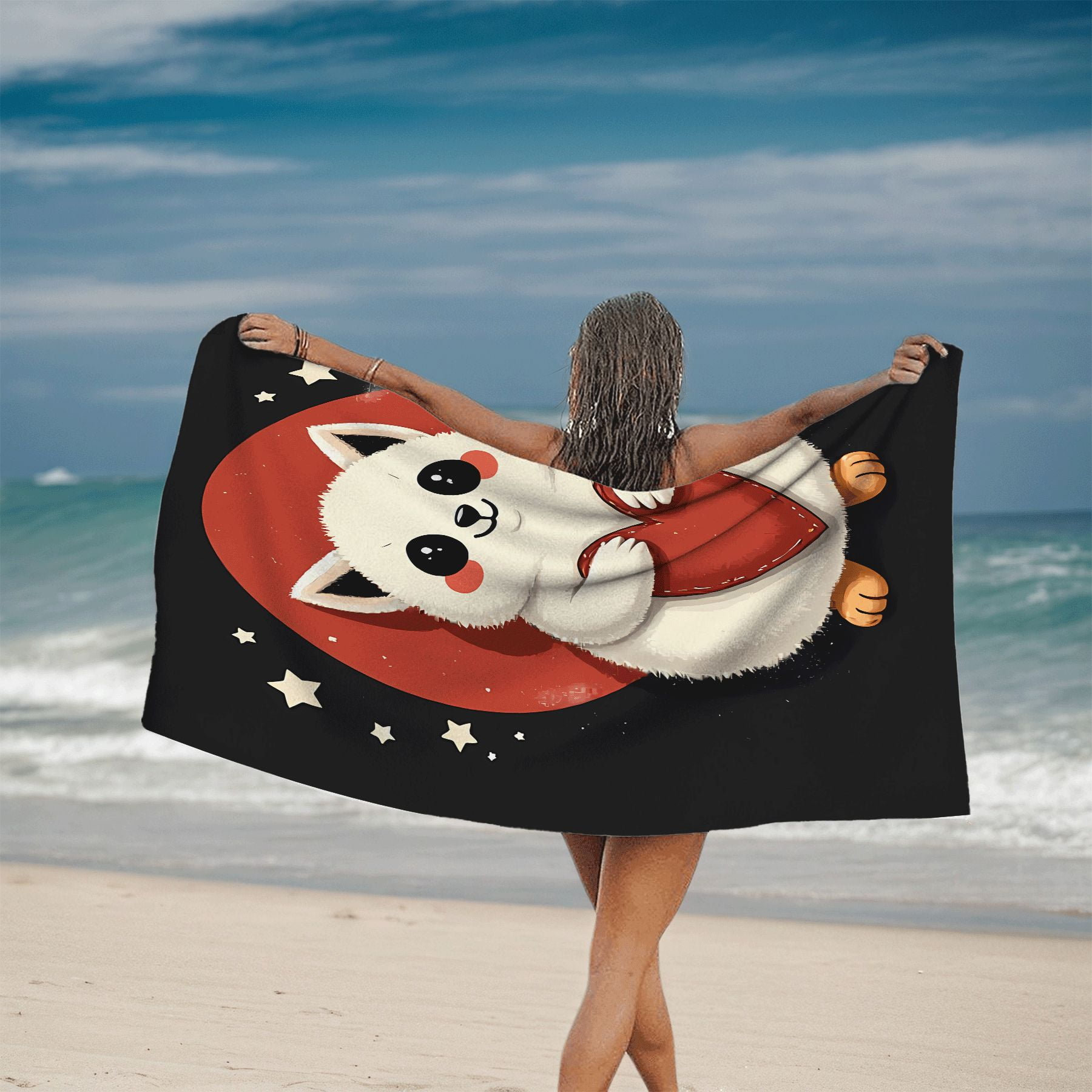 Cute Fluffy White Animal with Black Eyes & Red Nose - Heart Design Soft ...