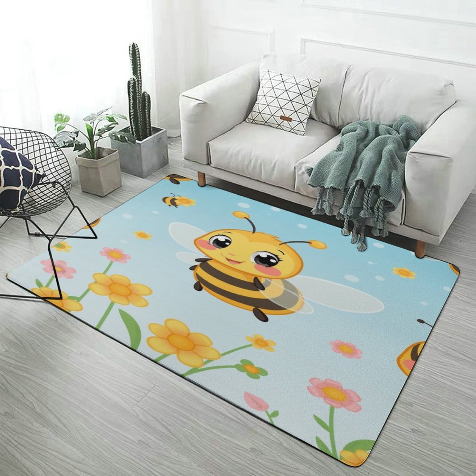 Cute Flying Bee Carpet Rug for Living Room Bedroom Home Sofa Decoration ...