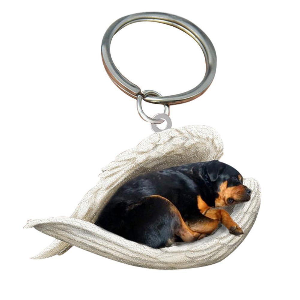 Cute Fny Sl Angel Dog Wing Dog Hanging Ornament Keychain Pendant Car U ...