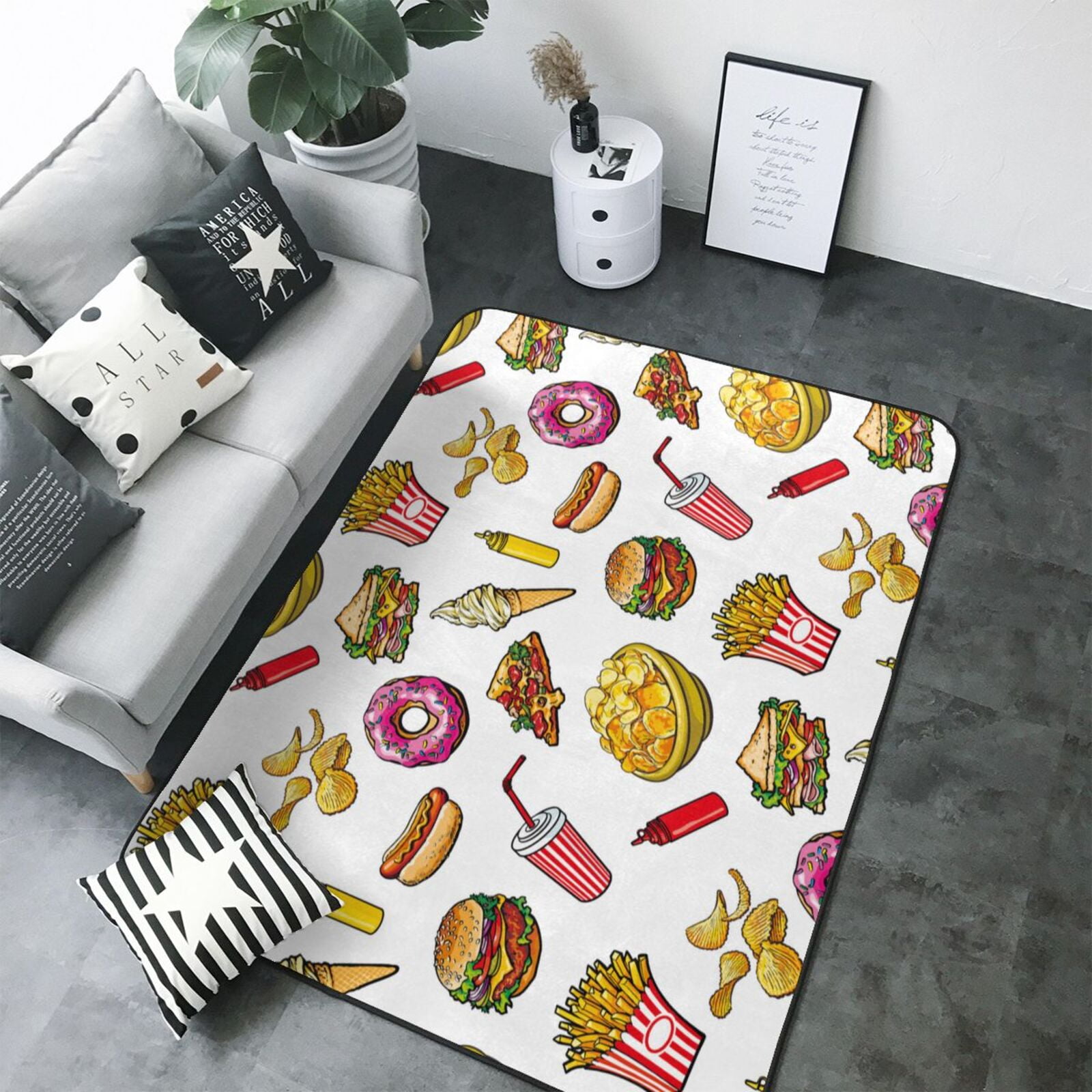 Cute Food Ketchup Potato Chips Area Rugs for Living Room Bedroom, 5x7 ...