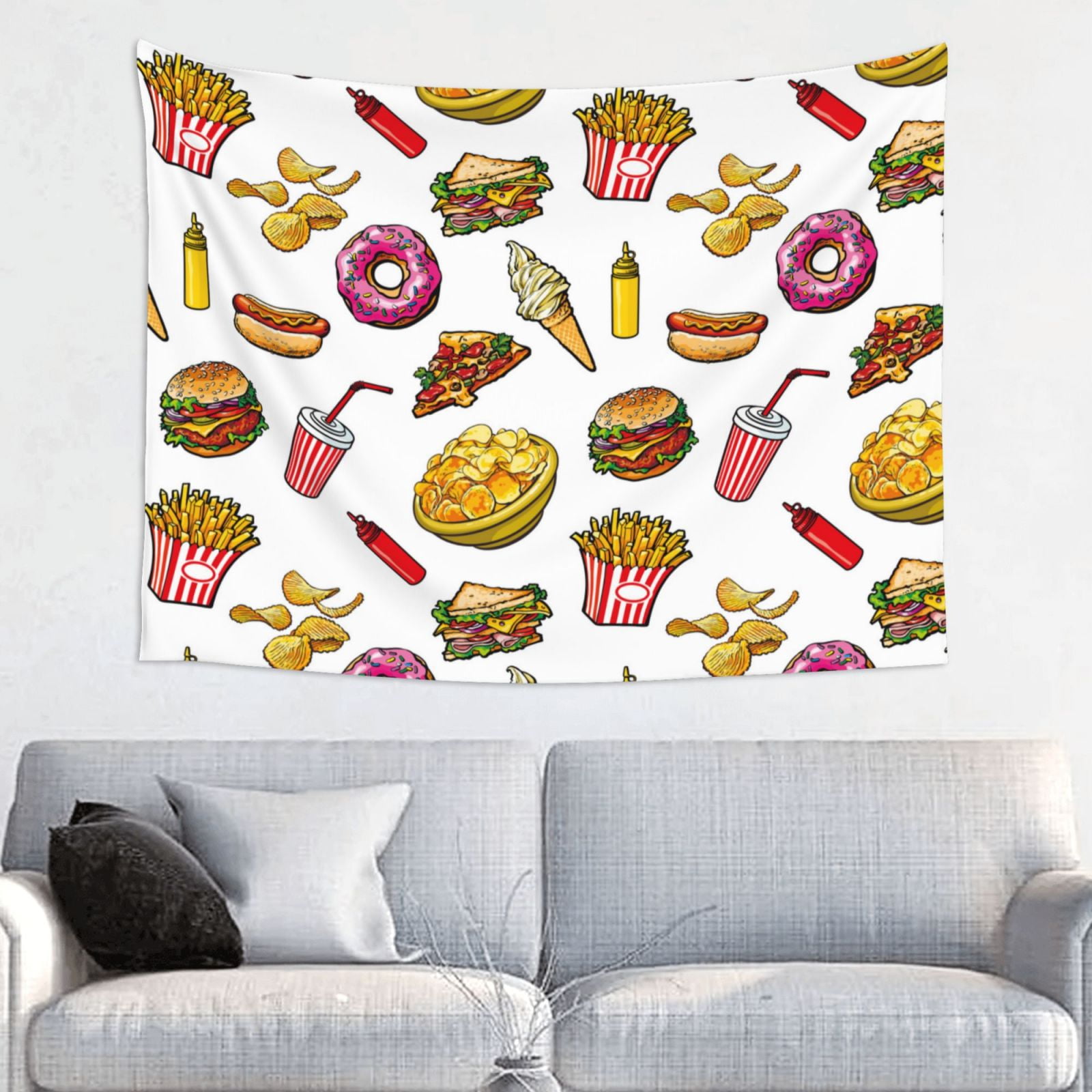 Cute Food Ketchup Potato Chips Wall Tapestry for Bedroom Aesthetic ...