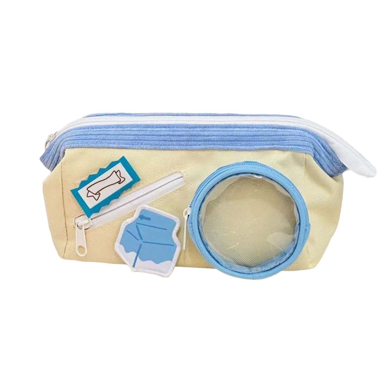 Cute Food Print Pencil Case, High Aesthetic Color Block Large Capacity ...