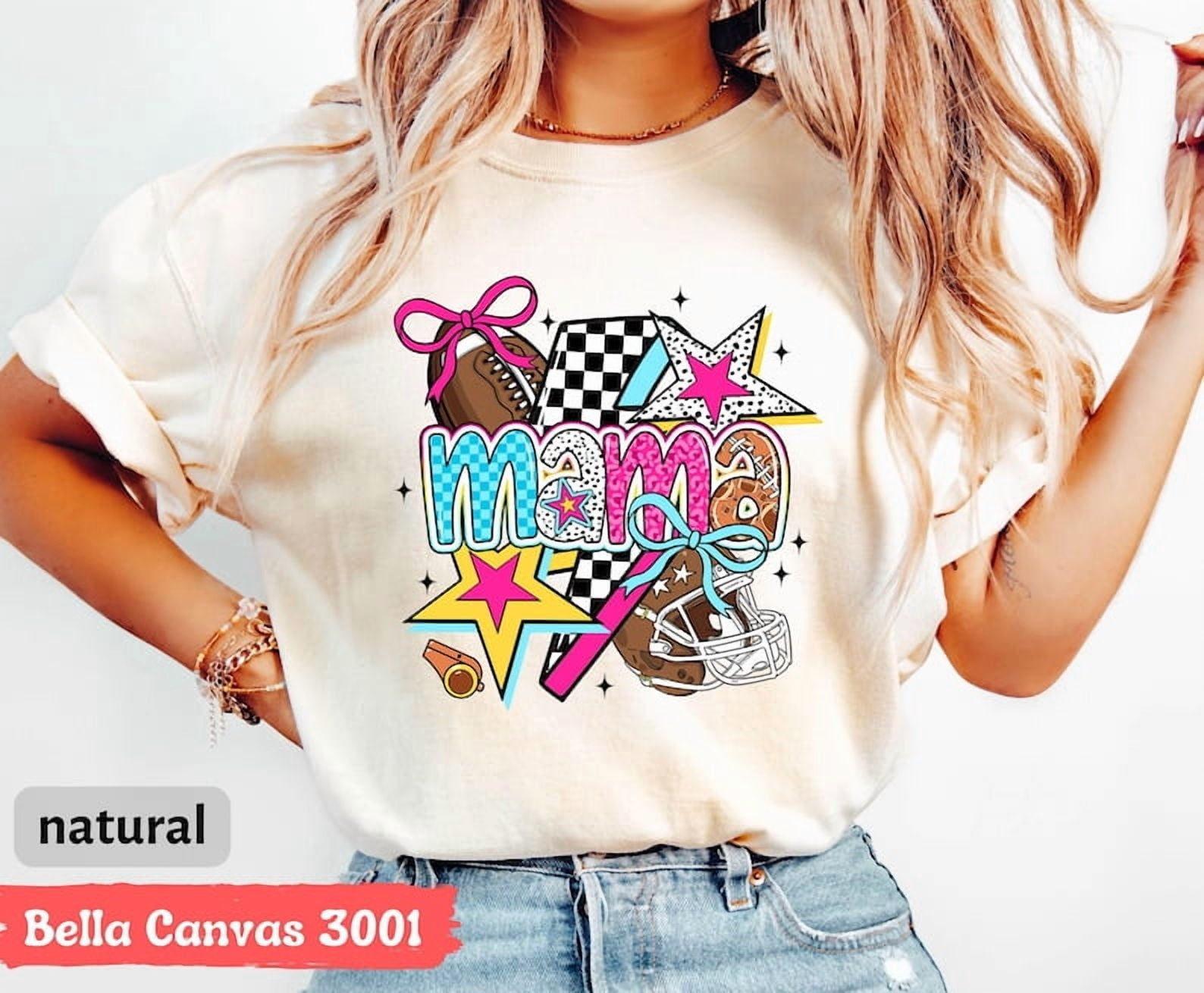 Cute Football Mama Game Day T-Shirt, Retro Game Day Football Coquette ...